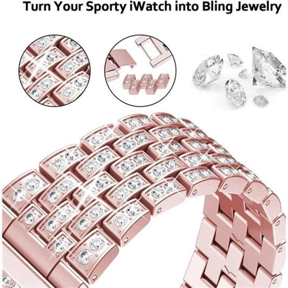 Apple | Accessories | New Rose Pink Bling Apple Watch Band Bling Case ...